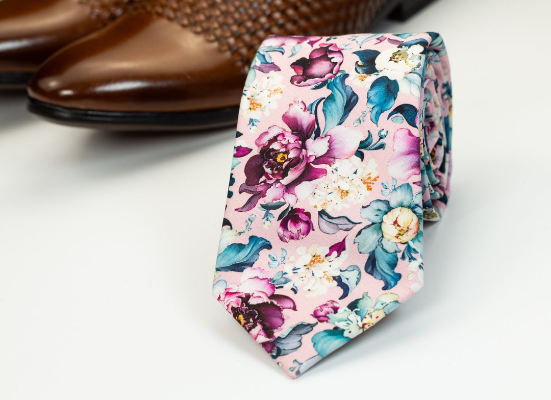 Shades of Mauve Floral Tie, Groomsmen Purple Tie, Opera Mauve Tie, Deep ...