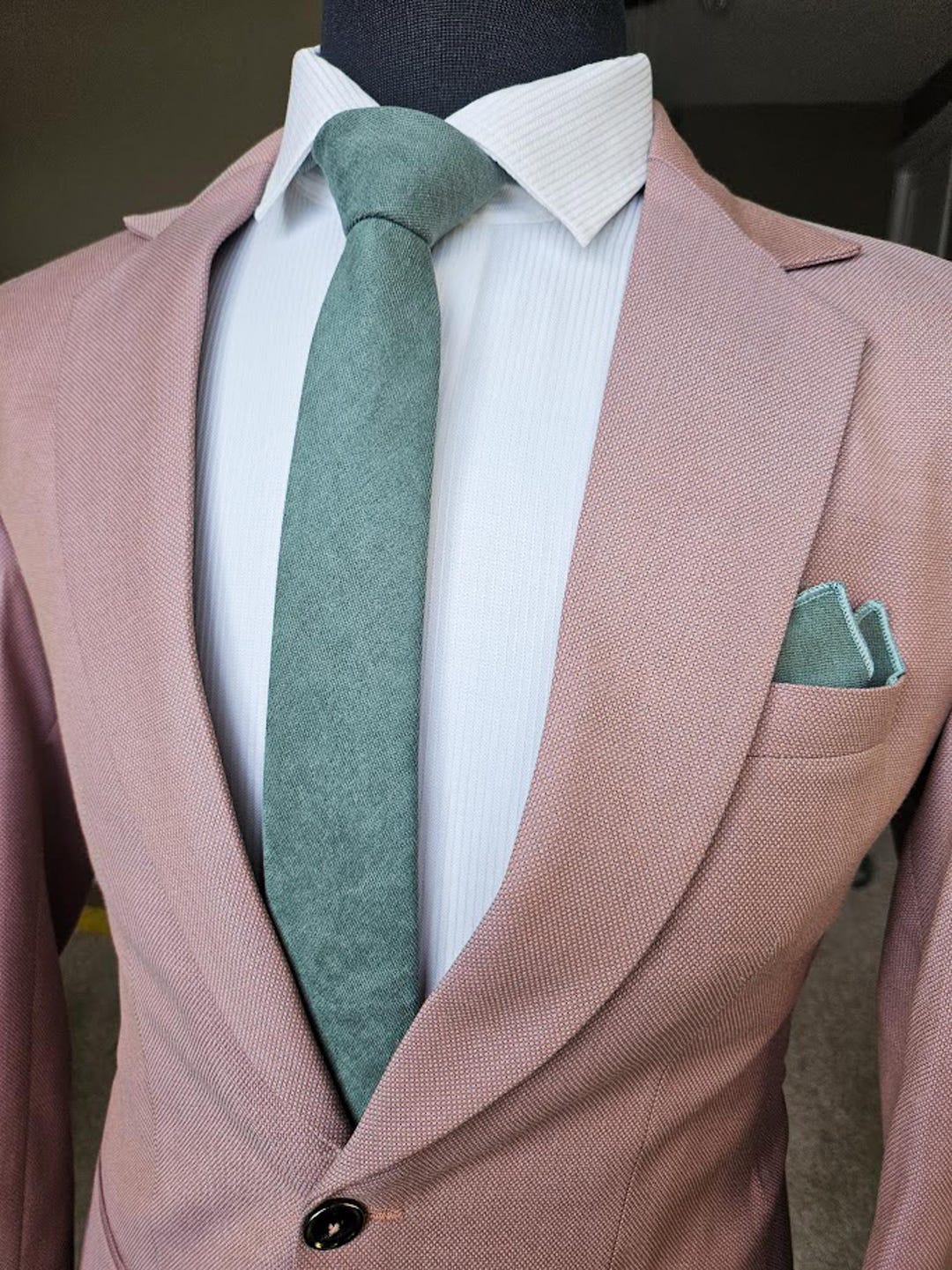 Eucalyptus Green Velvet Tie, Solid Sage Green Tie, Men's Green Necktie ...