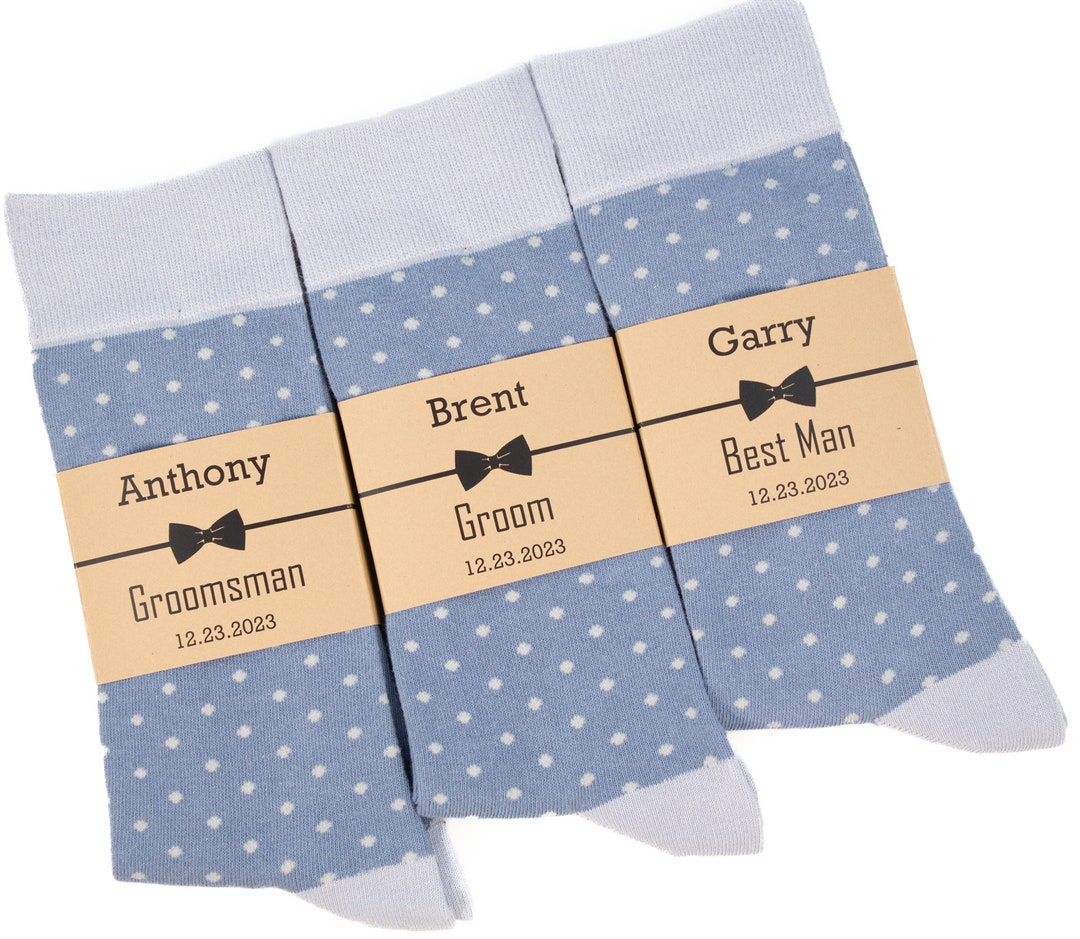 Azazie Dusty Blue Groomsmen Socks, Dusty Blue Polka Dot Socks ...