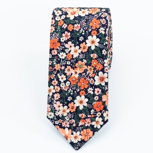 Coral Floral Tie, Navy & Coral Flowers Tie, Peach, Sage Floral Tie ...