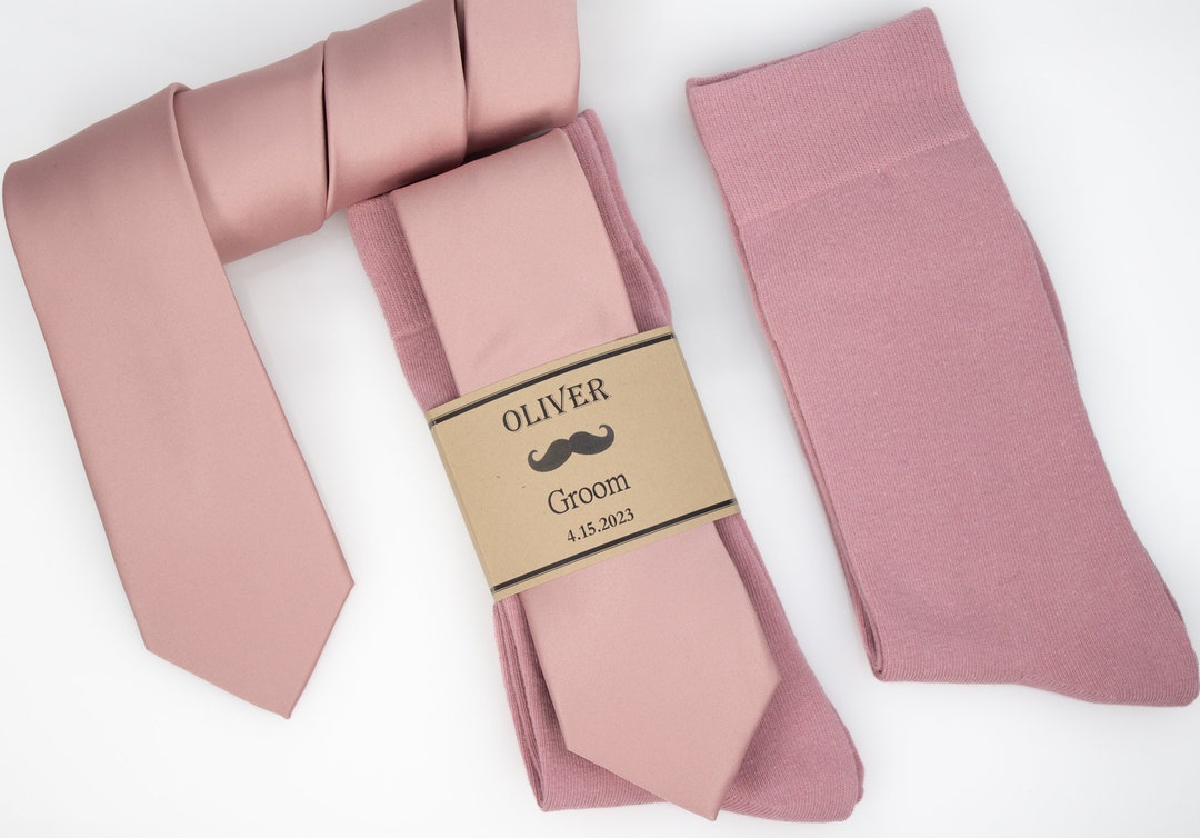 Groomsmen Solid Dusty Rose Socks, Dusty Rose Satin Silk Tie ...