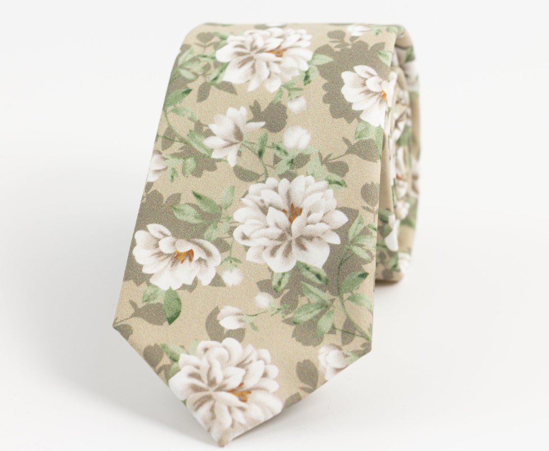 Dusty Sage Wedding Tie, Sage Floral Tie, Sage Green Peonies Necktie ...
