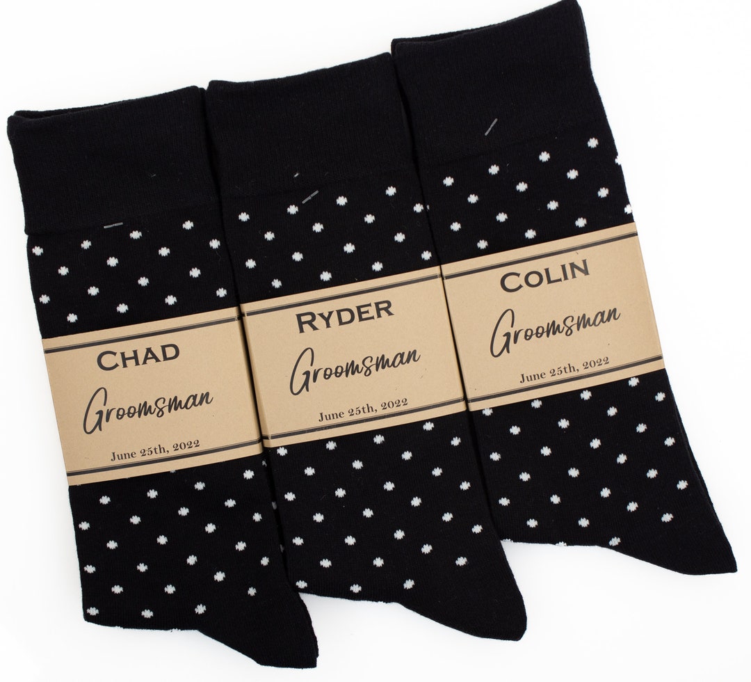 Black Polka Dot Socks, Personalized Groomsmen Proposal Socks, Custom ...