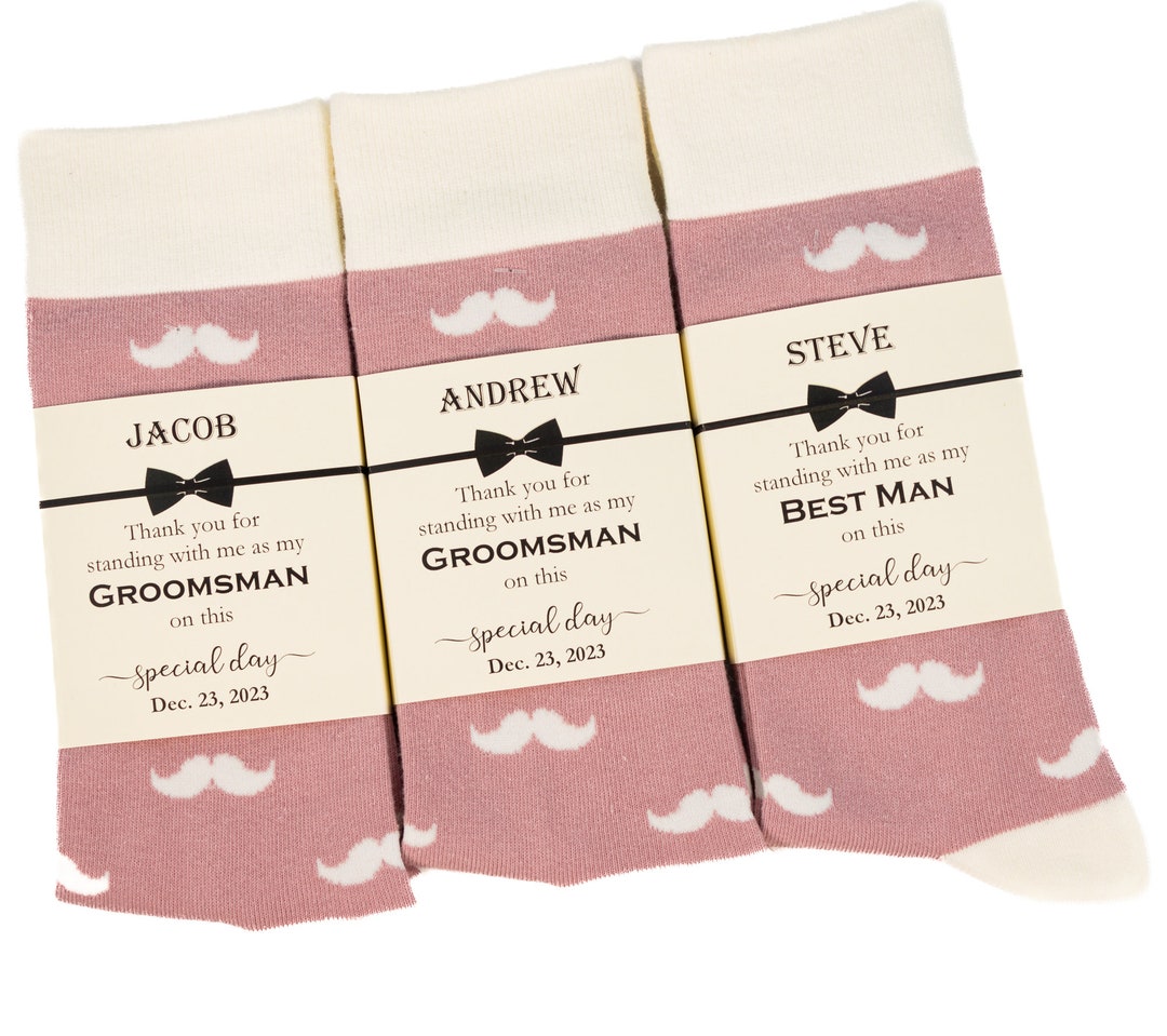 Groomsmen Socks, Dusty Rose and Ivory Mustache Socks, Azazie Dusty Rose ...