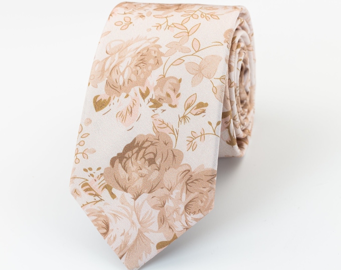 Dusty Rose and Champagne Floral Necktie, Bow Tie, or Pocket Square ...