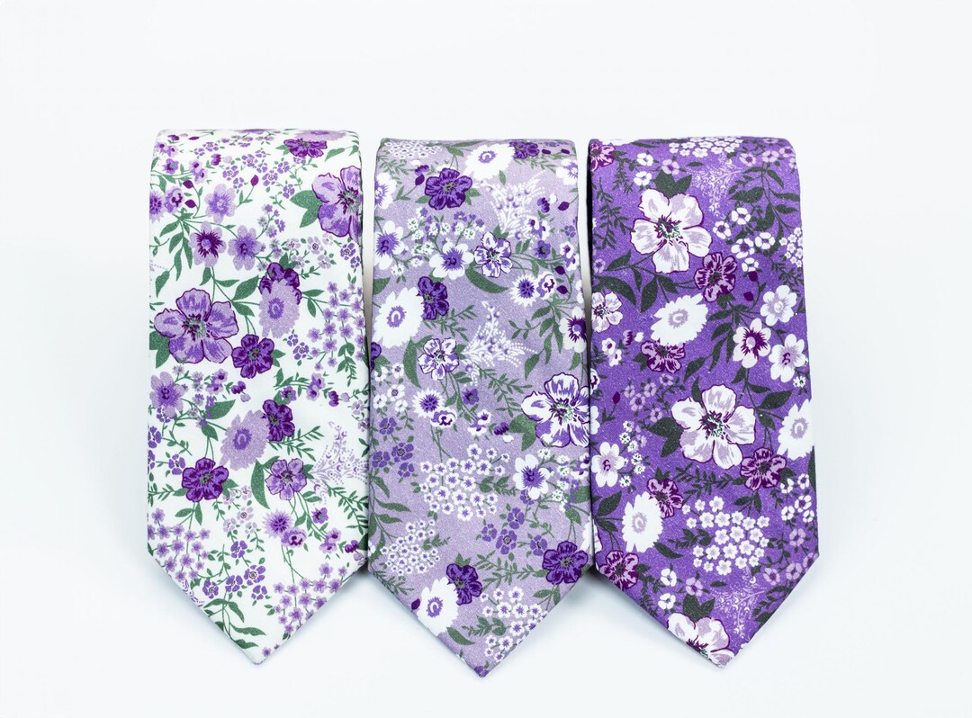 Lavender & Sage Floral Tie, Purple Floral Tie, Lilac Floral Tie, Light ...