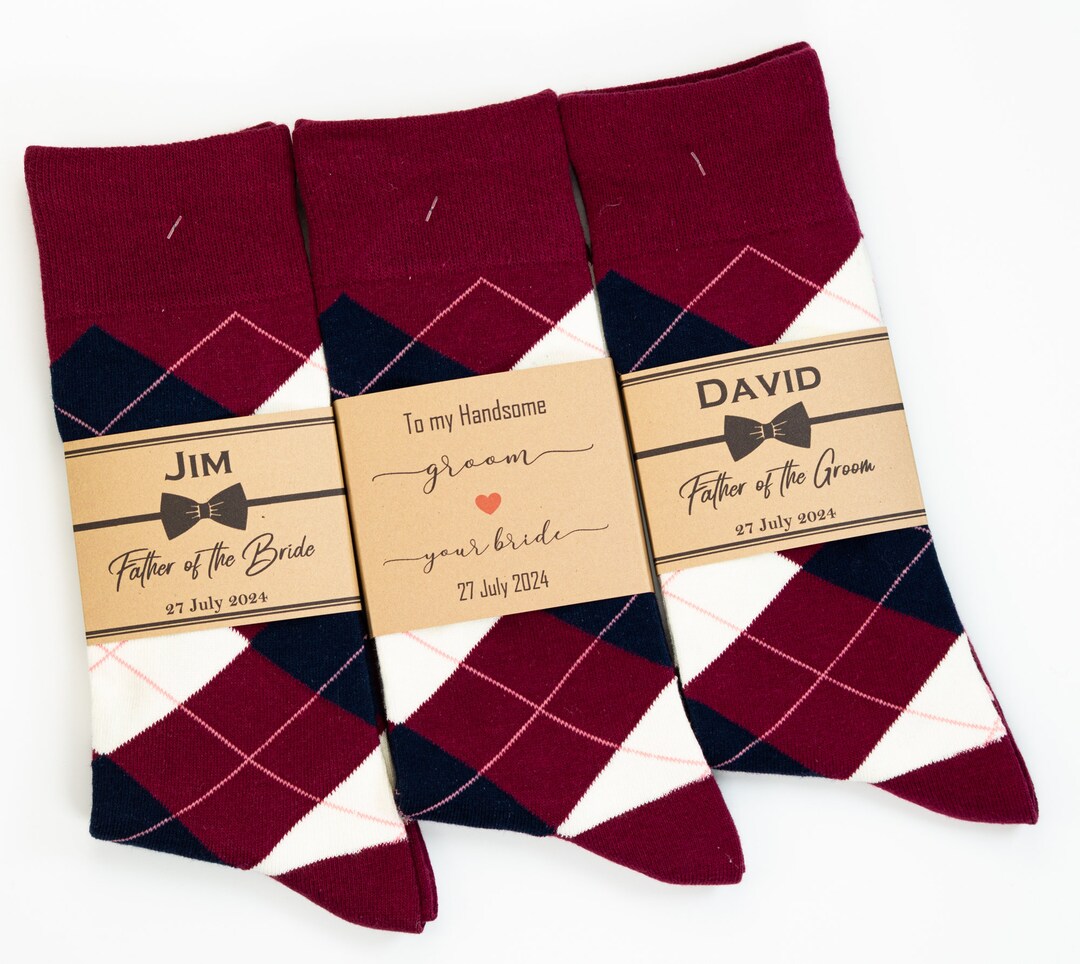 Groomsmen Socks, Burgundy, Navy & Ivory Argyle Socks, Maroon Socks ...