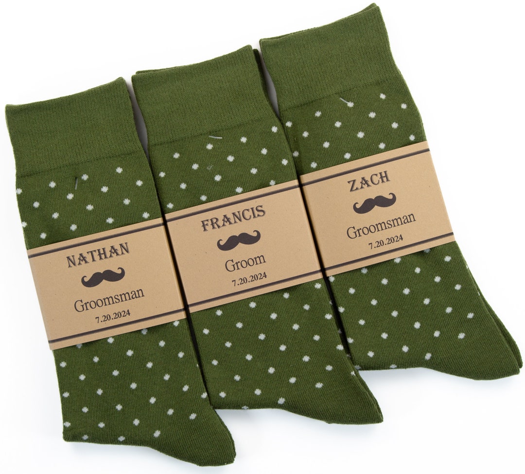 Olive Color Polka Dot Socks, Groomsmen Olive Color Socks, Martini Olive ...