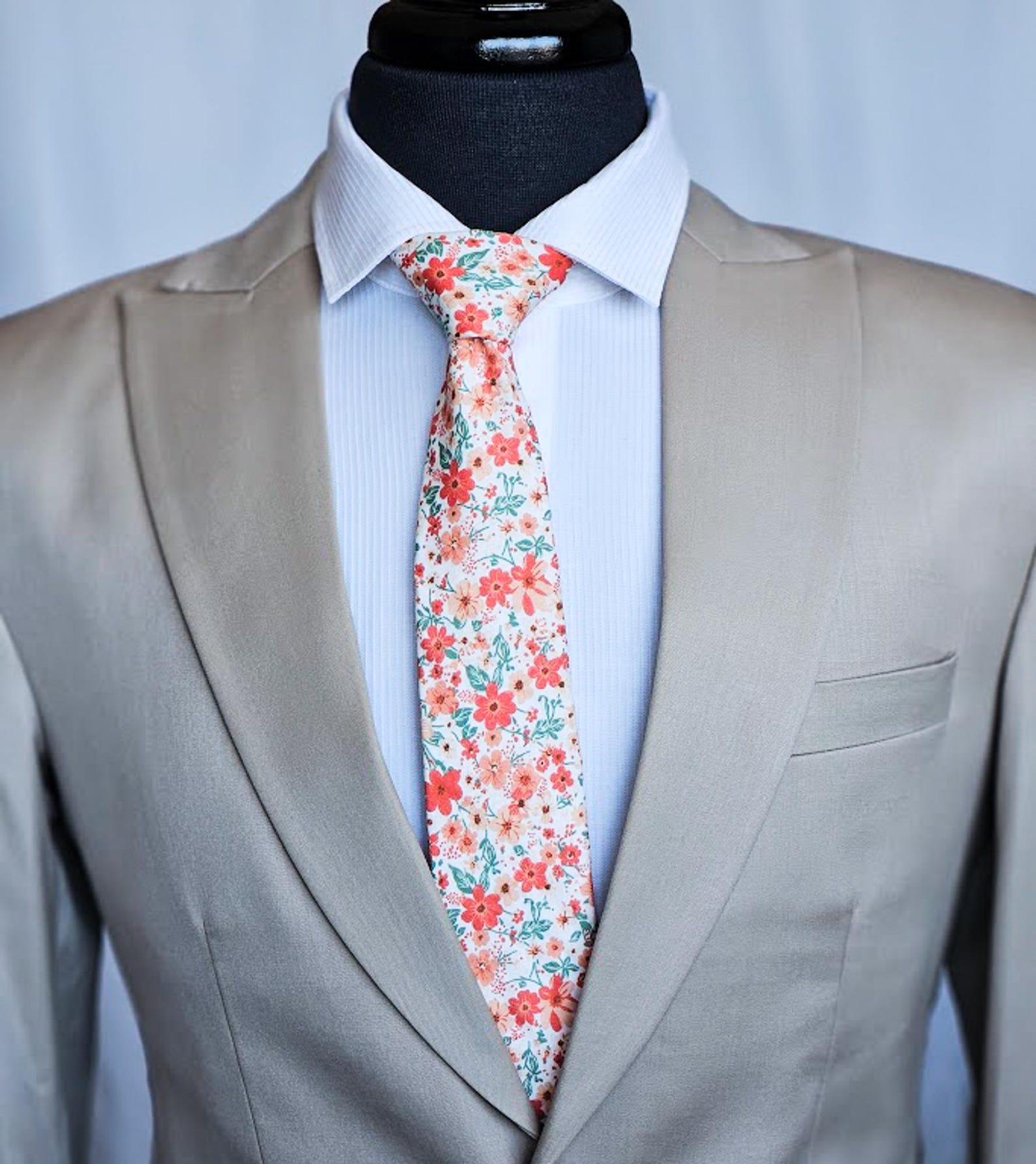 Coral Floral Tie, Navy & Coral Flowers Tie, Peach, Sage Floral Tie ...