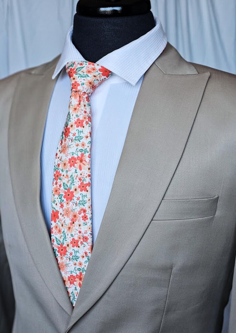 Coral Floral Tie, Navy & Coral Flowers Tie, Peach, Sage Floral Tie ...