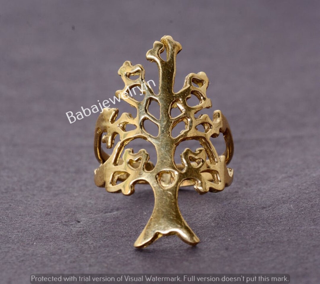 Brass Tree Ring Brass Tree Ring Gold Ring Tree of Life - Etsy