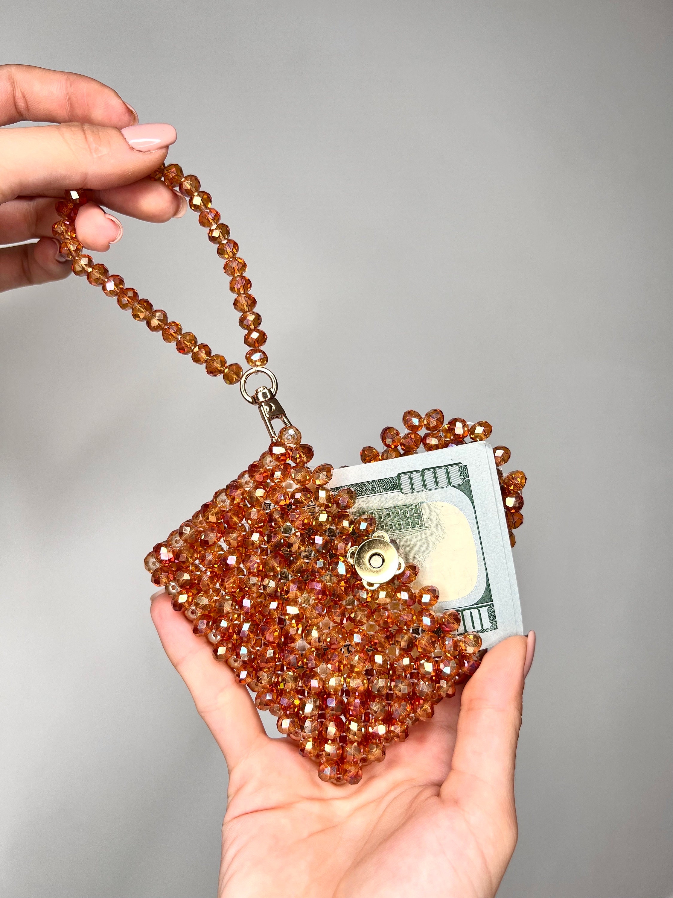 Gold Beaded Small Womens Wallet Crystal Mini Cute Purse - Etsy