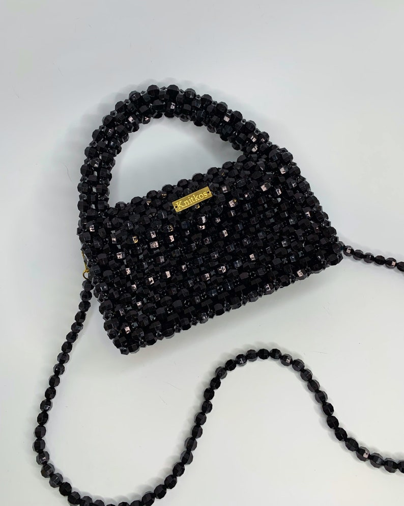 Sac de perles en cristal noir, sac à bandoulière en perles, sac de ...