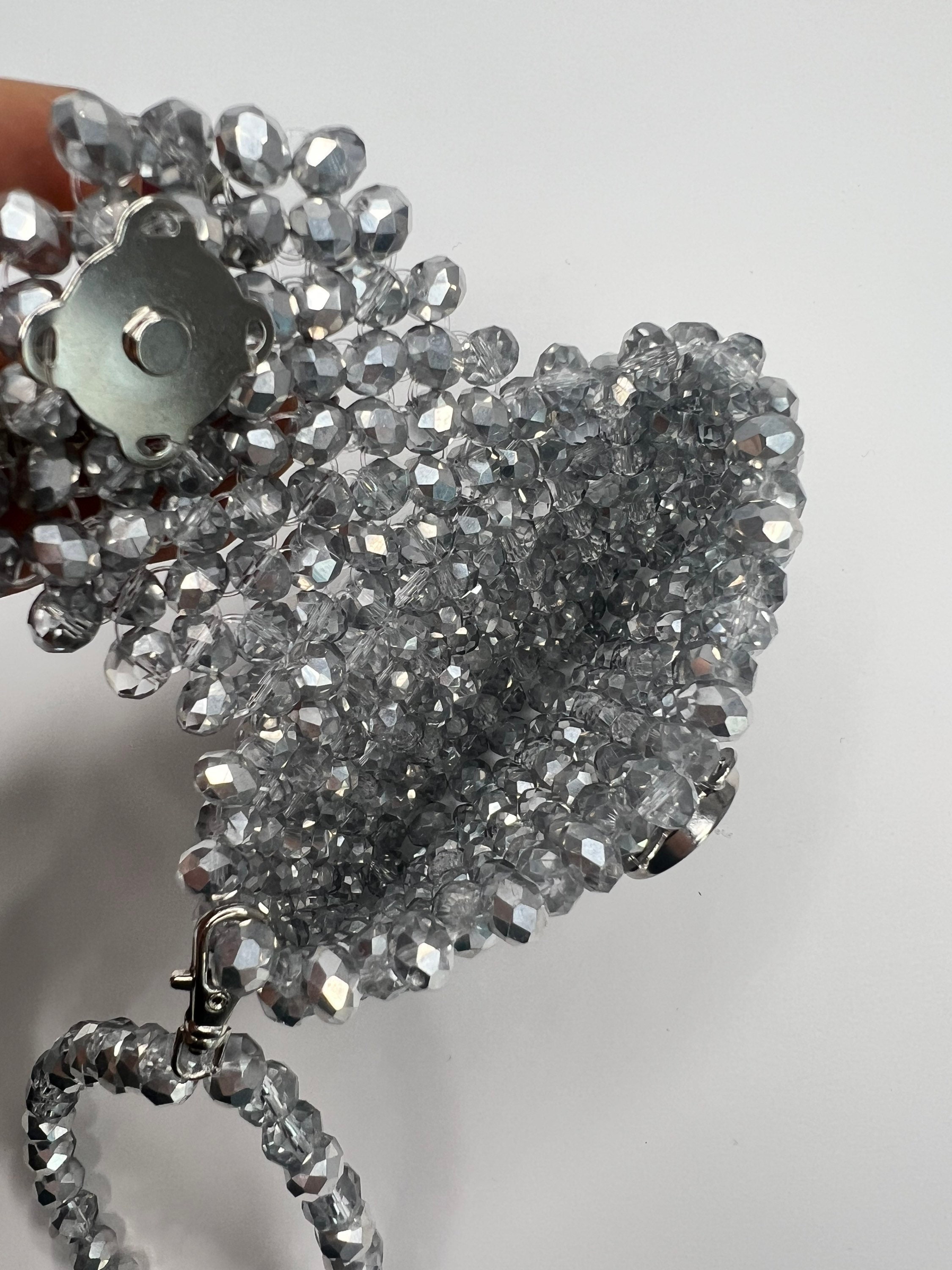 Metallic Beaded Small Womens Wallet With Crystal Mini Cute - Etsy
