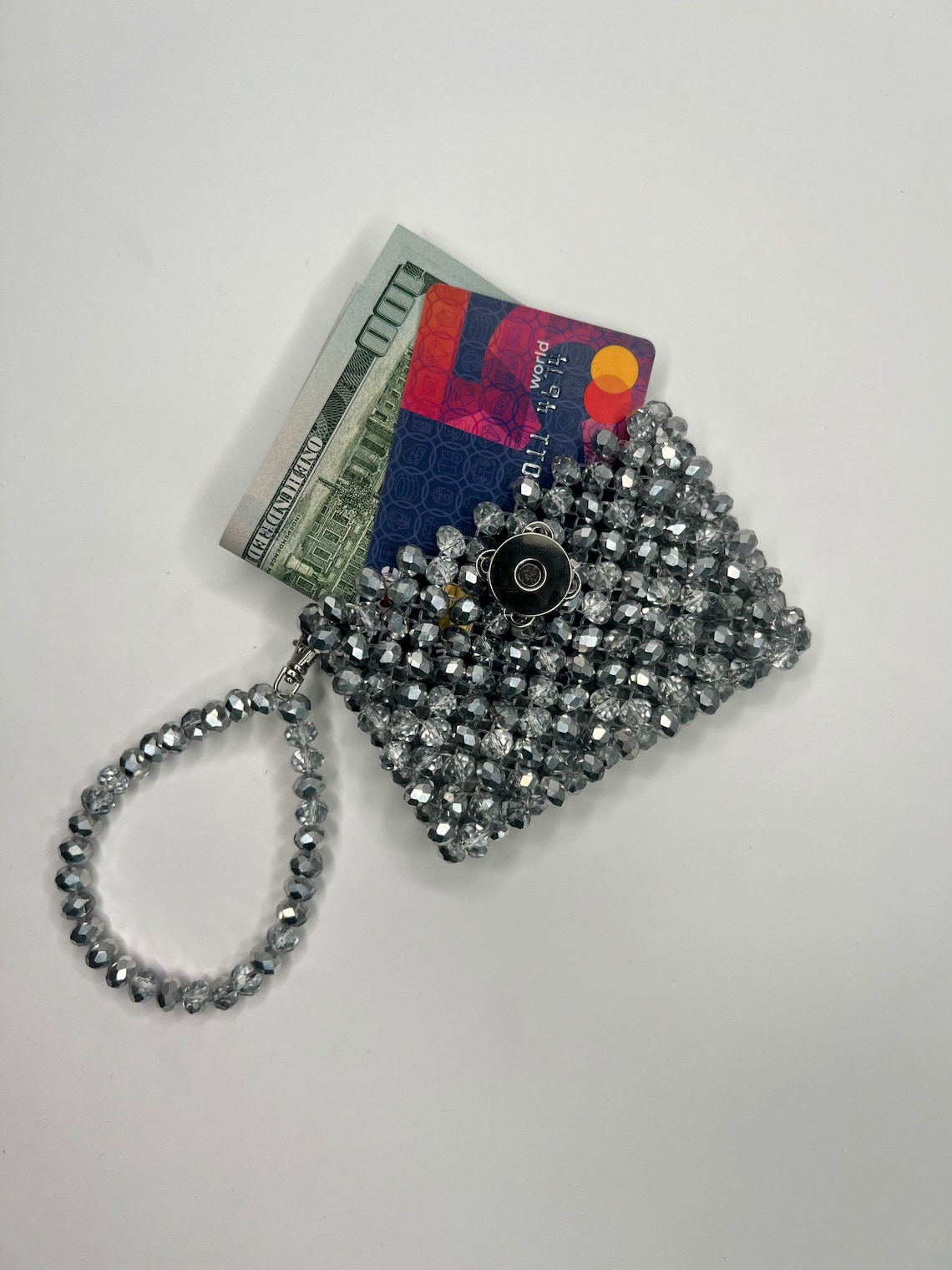 Metallic Beaded Small Womens Wallet With Crystal Mini Cute - Etsy