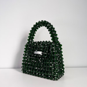 Emerald Beaded Bag, Green Beaded Bag, Shoulder Bag, Shoulder Bead Bag ...