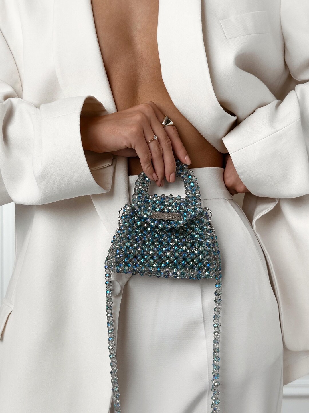 Handmade Crystal Bead Bag: Luxury Knitkos Mini Handbag - Etsy