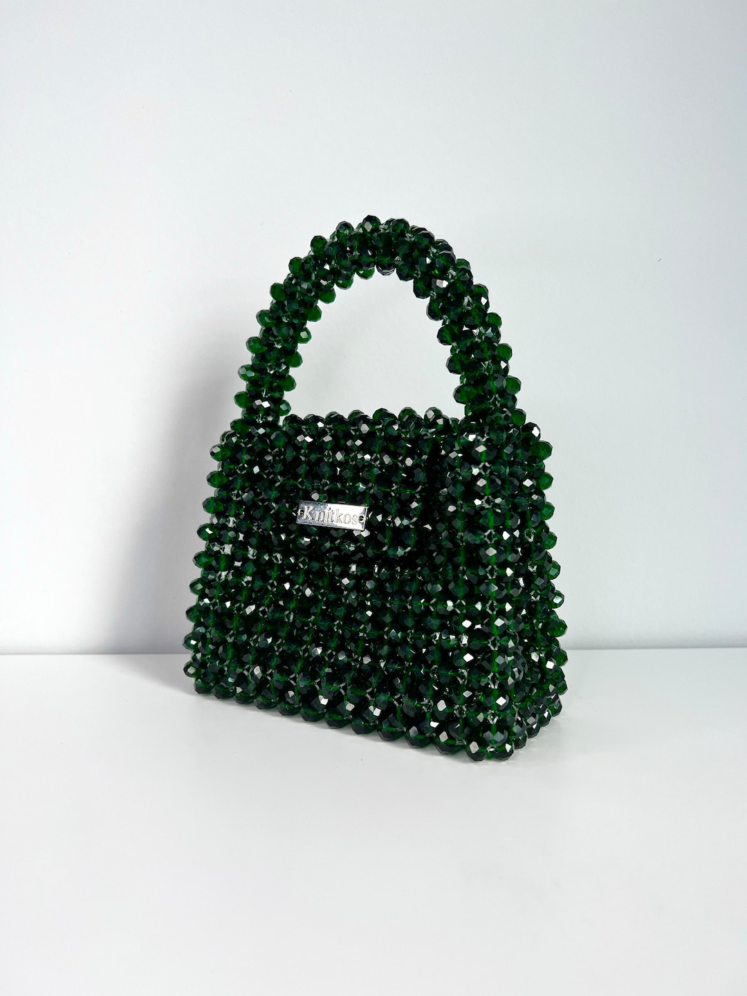 Emerald Beaded Bag, Green Beaded Bag, Shoulder Bag, Shoulder Bead Bag ...