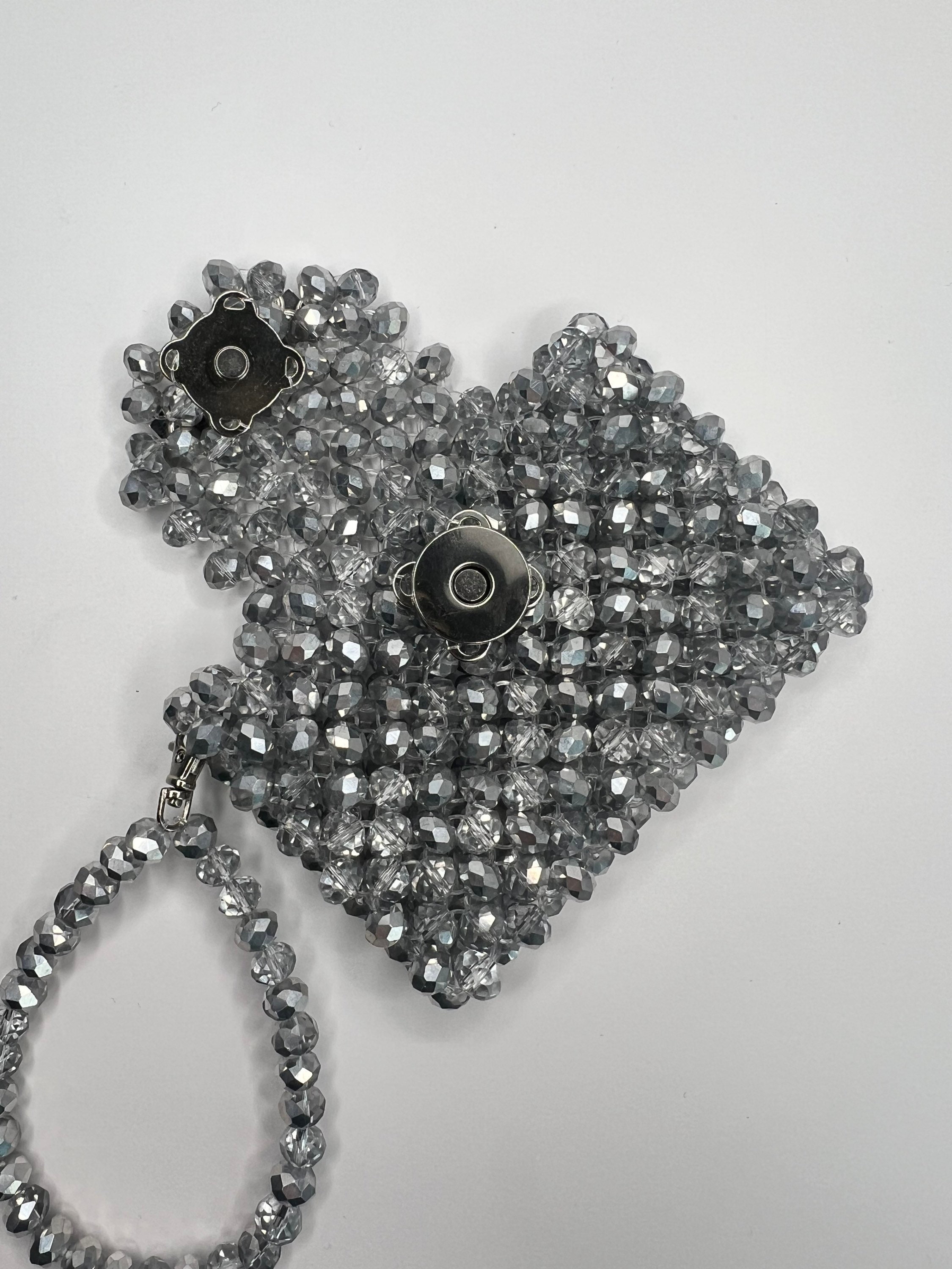 Metallic Beaded Small Womens Wallet With Crystal Mini Cute - Etsy