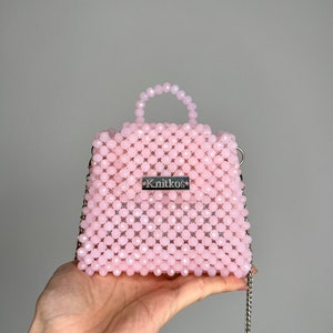 Handmade Pink Crystal Beaded Bag: Luxury Mini Tote - Etsy