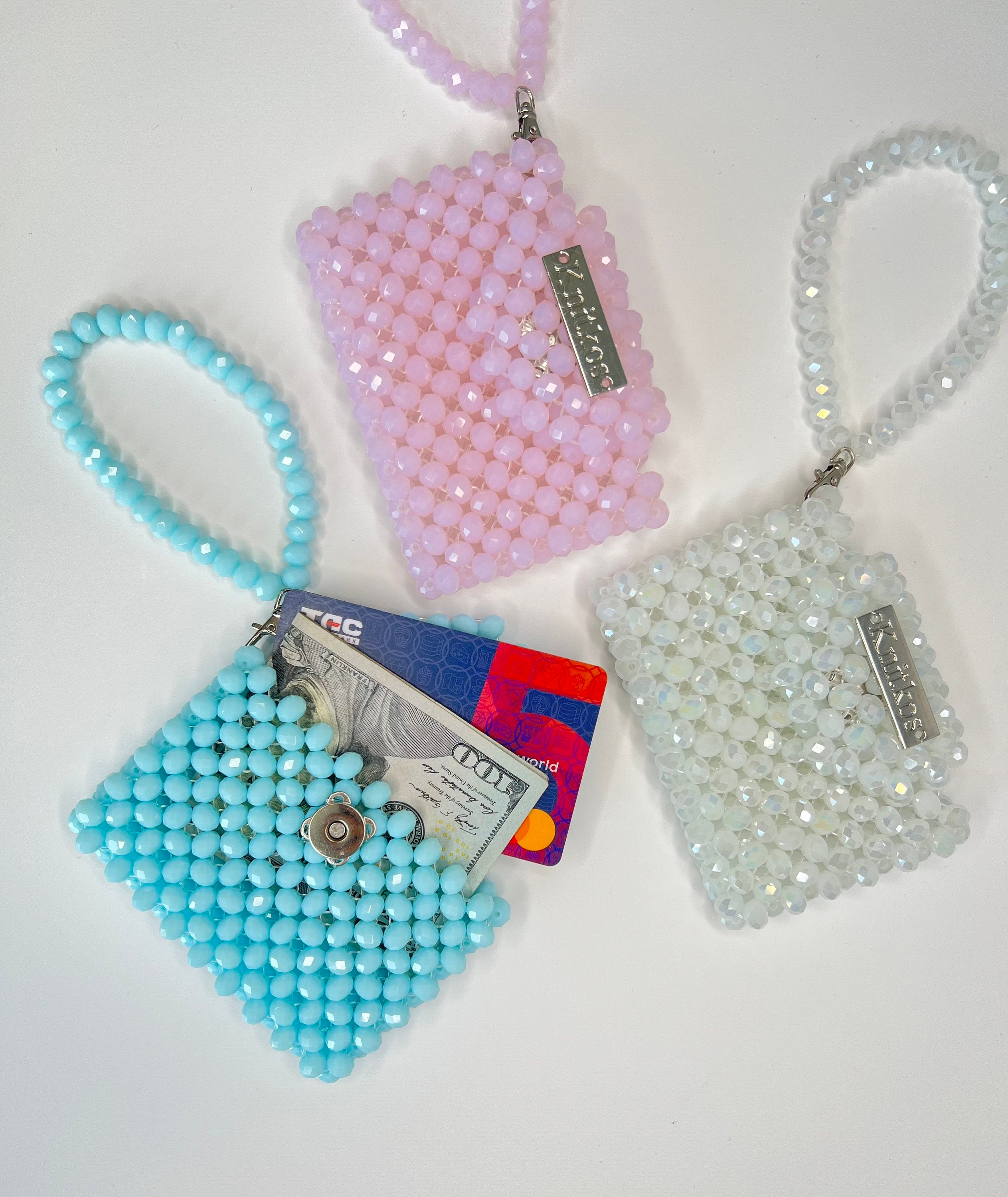 Crystal KNITKOS Women Bead Wallet Bead Cardholder Women - Etsy