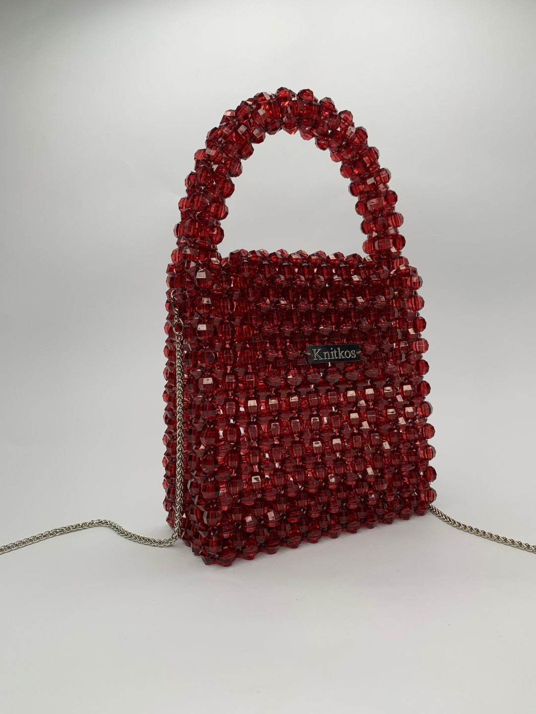 Handmade Crystal Red Beaded Bag: Women's Shoulder Bag - Etsy