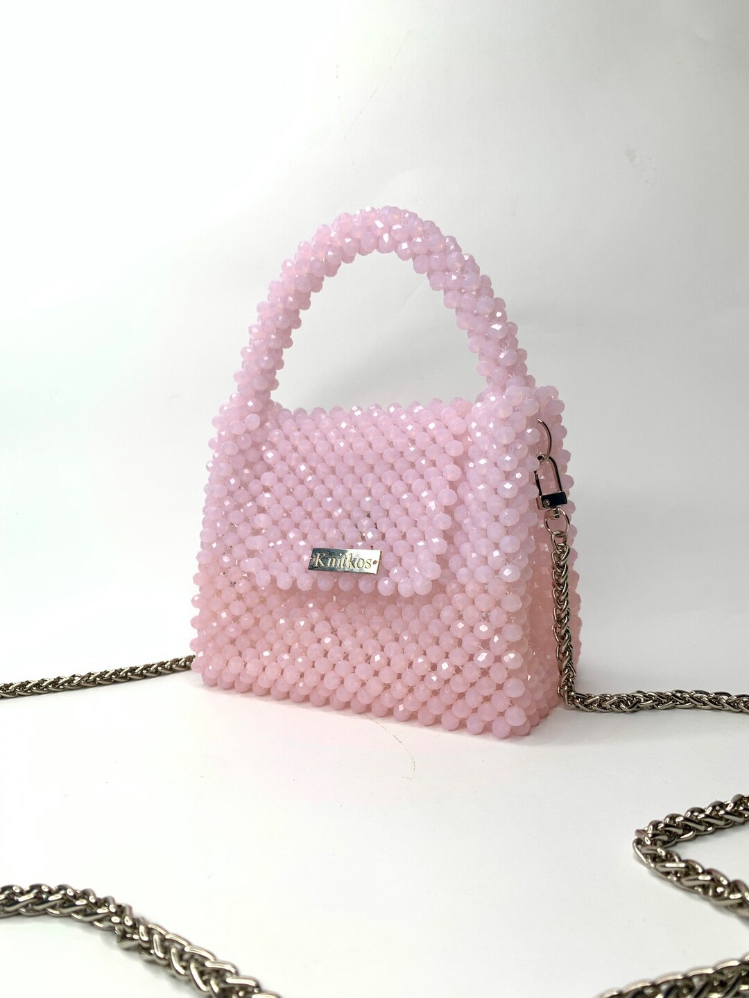 Crystal Pink Beaded Bag: Handmade Shoulder Bag - Etsy