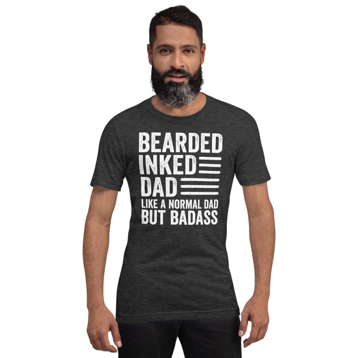 Bearded Inked Dad Like A Normal Dad but Badass T-shirt, Dad Birthday ...