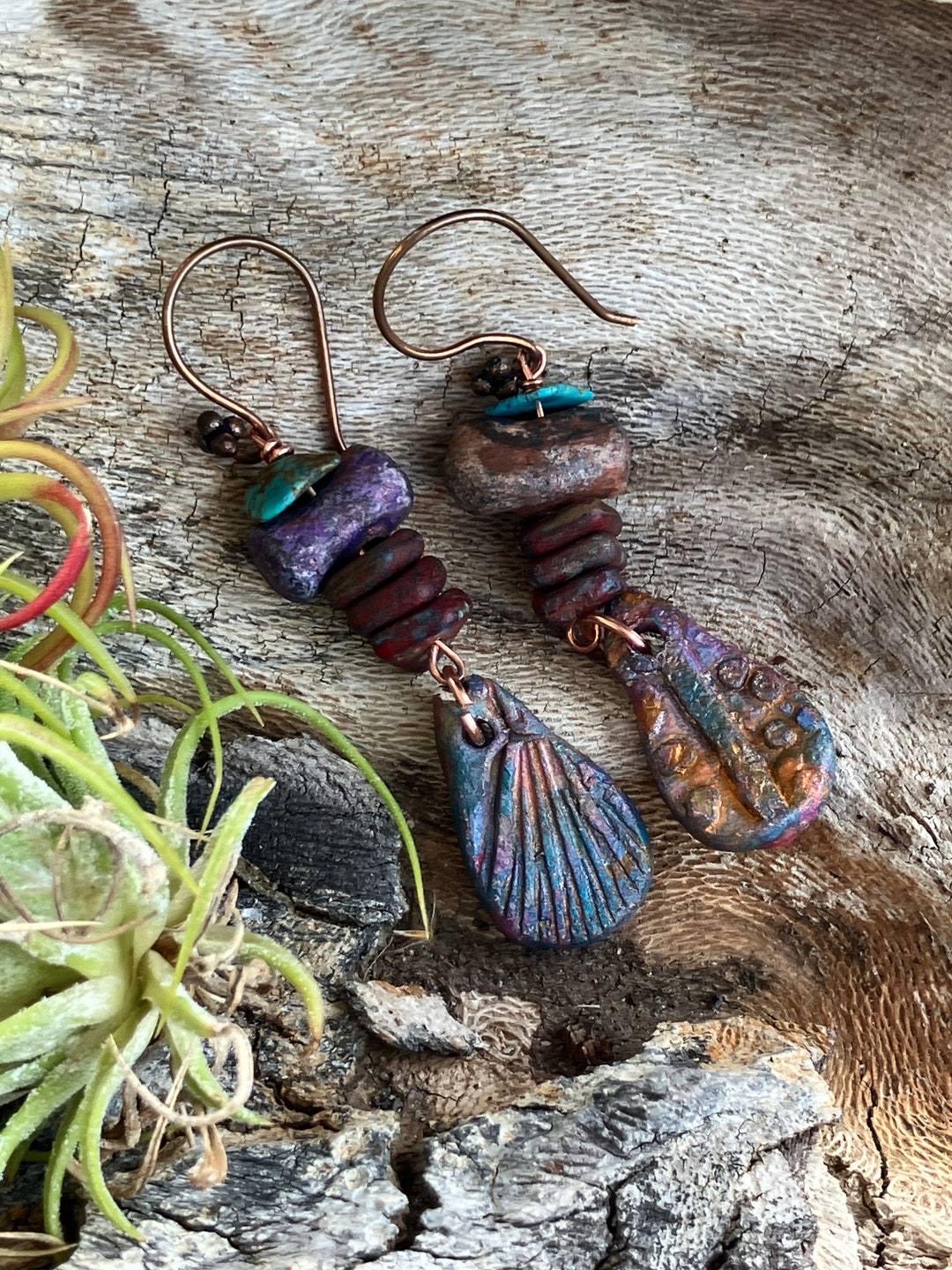 Rustic Ceramic Earrings, Glazed Pottery Jewelry. - Etsy