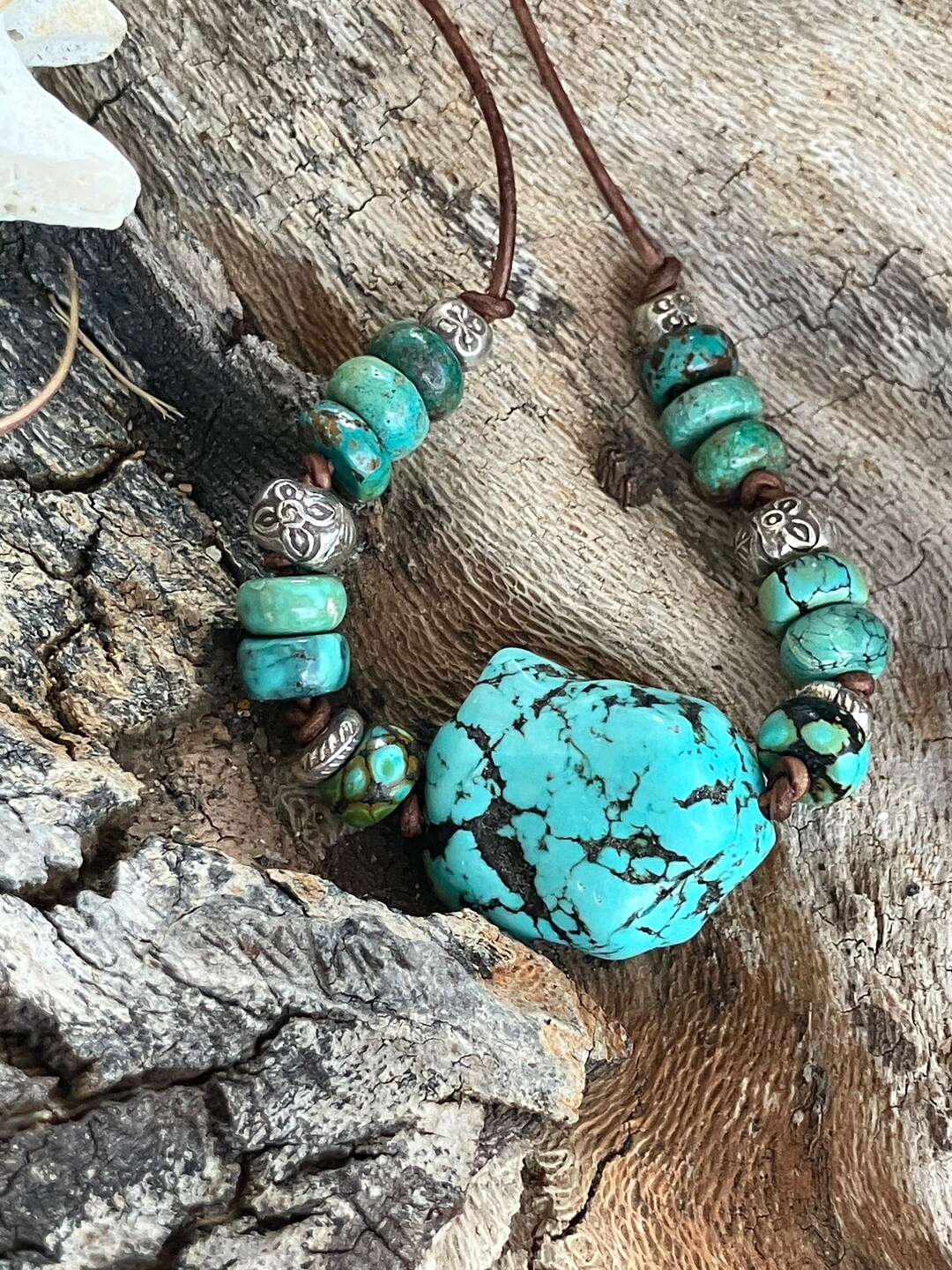 Chunky Howlite Necklace, Boho Jewelry. - Etsy