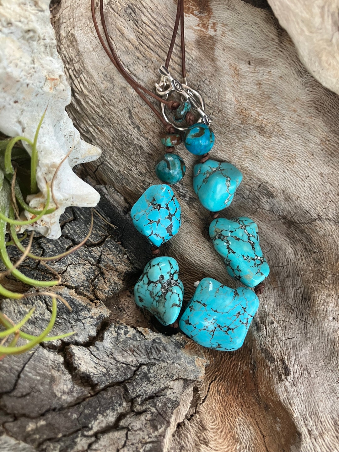 Chunky Blue Howlite Necklace, Boho Necklace. - Etsy