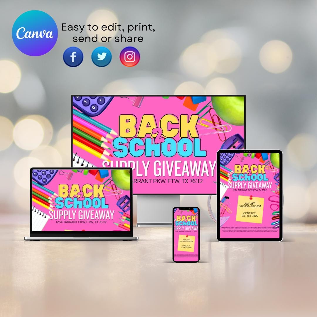 Editable School Supply Drive Template, Back to School Invite, First Day ...