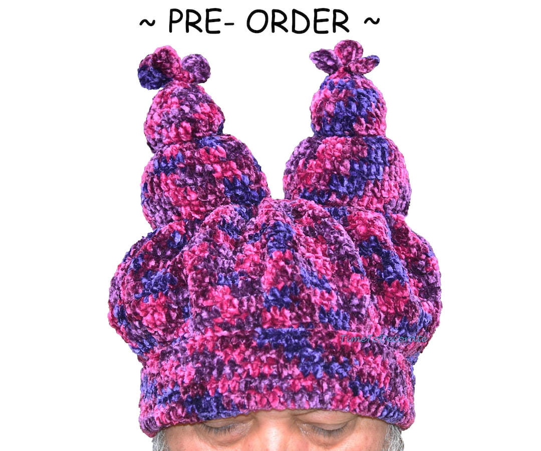 Chowder Crochet HAT Beanie BURGUNDY Adult Size Slouchy Velvet Stuffed ...