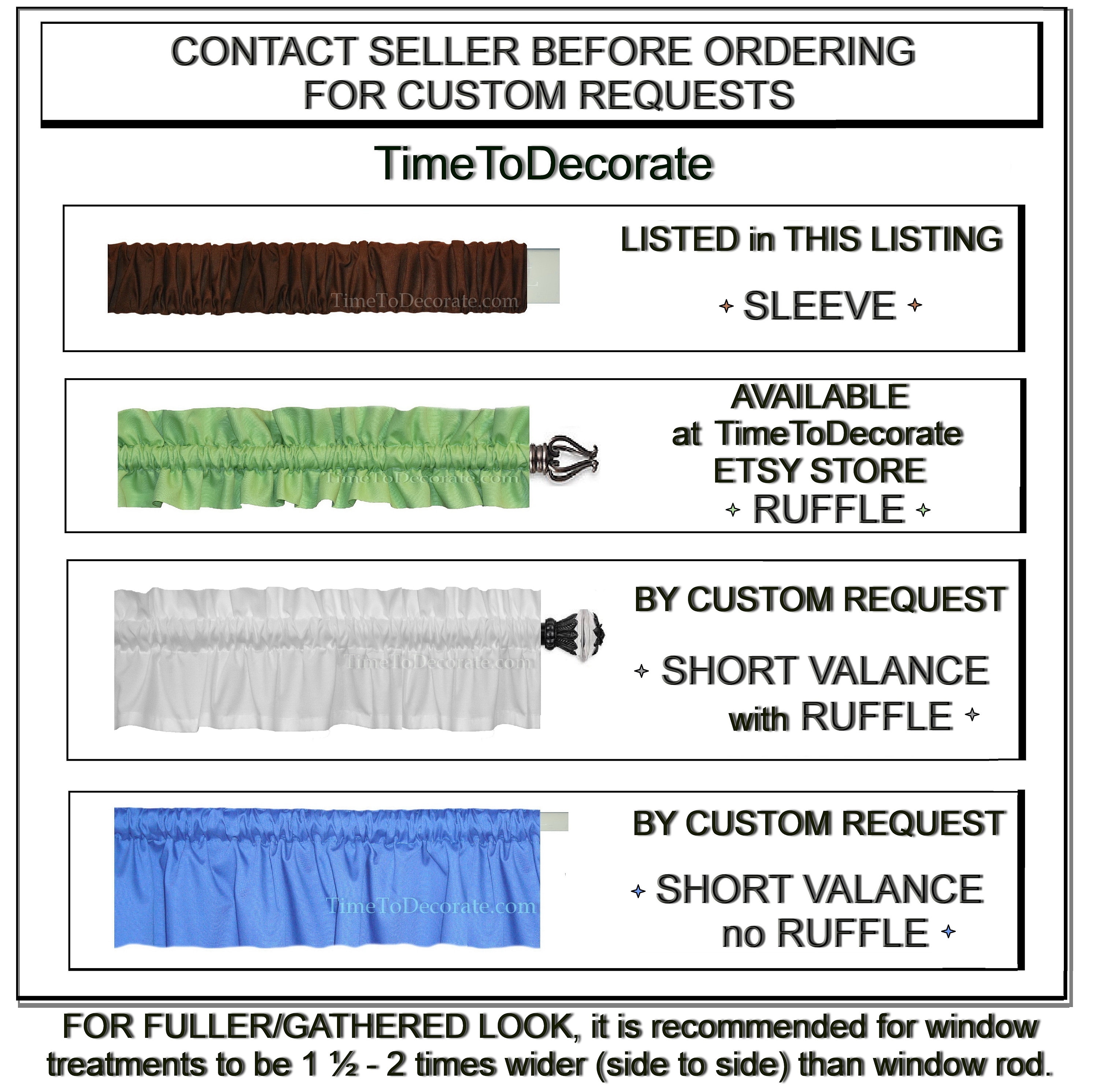 New CUSTOM Window Rod SLEEVES Sleeve Valance Topper Many Colors ...