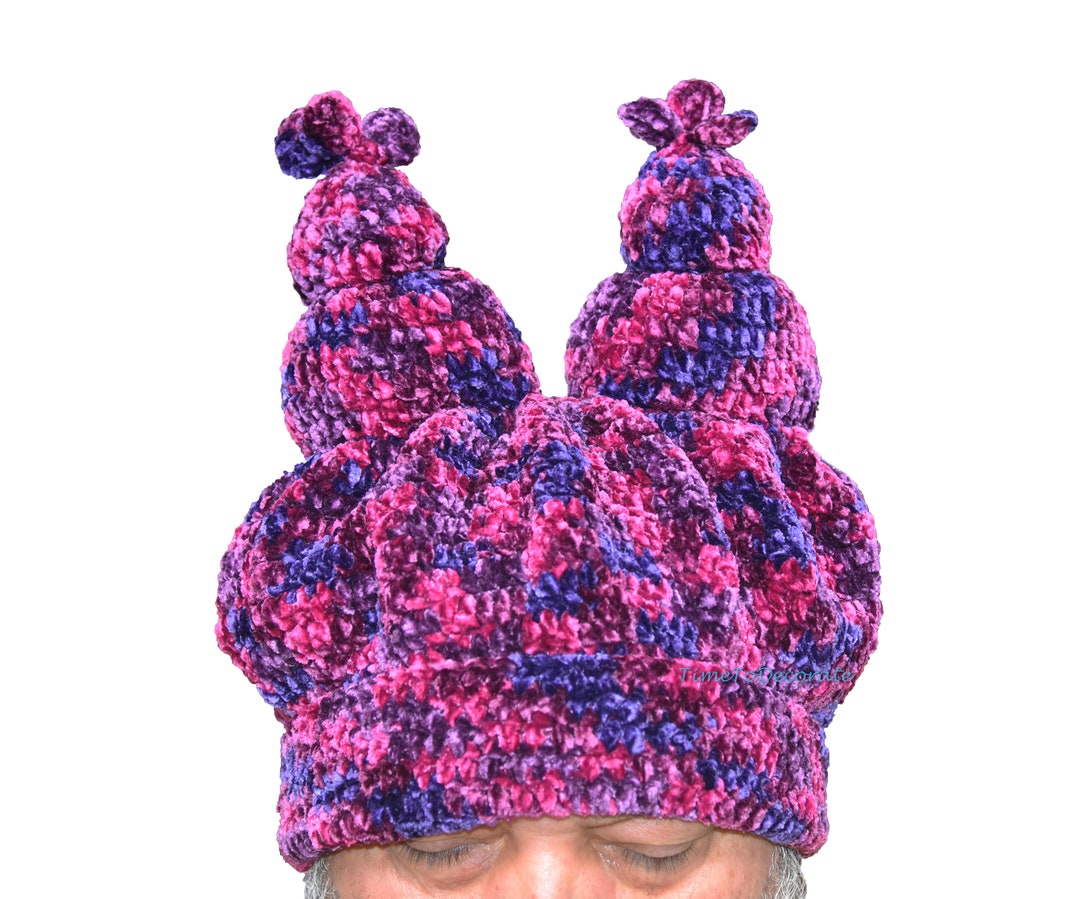 Chowder Crochet HAT Beanie BURGUNDY Adult Size Slouchy Velvet Stuffed ...
