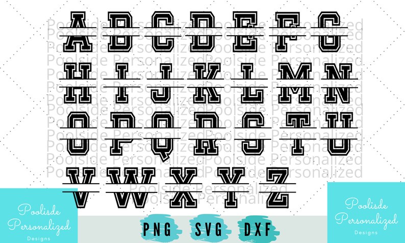 Sports Varsity Split Monograms A-Z SVG PNG DXF Cut Files Instant ...