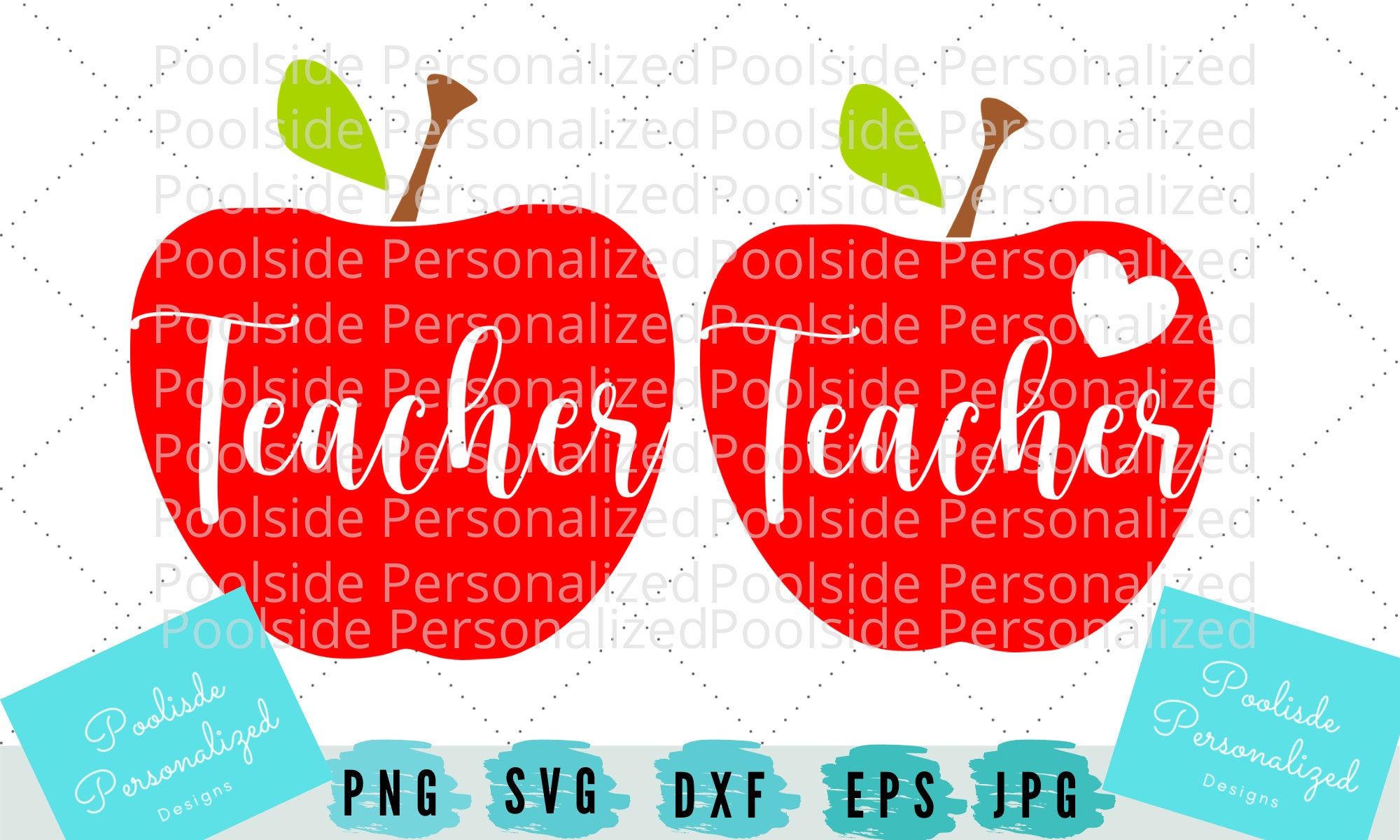 Apple Teacher Cut Out Cute Heart SVG PNG JPG Dxf Eps Cut Files - Etsy
