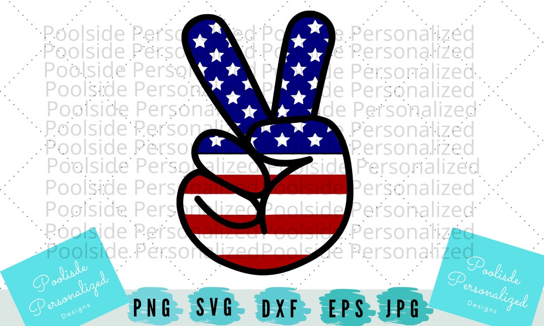 America Peace Sign Fingers Patriotic SVG EPS DXF Jpg Png Cut Files ...