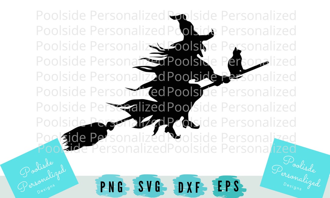 Witch Broom Cat Simple SVG PNG Dxf Eps Cut Files Instant Download Time ...