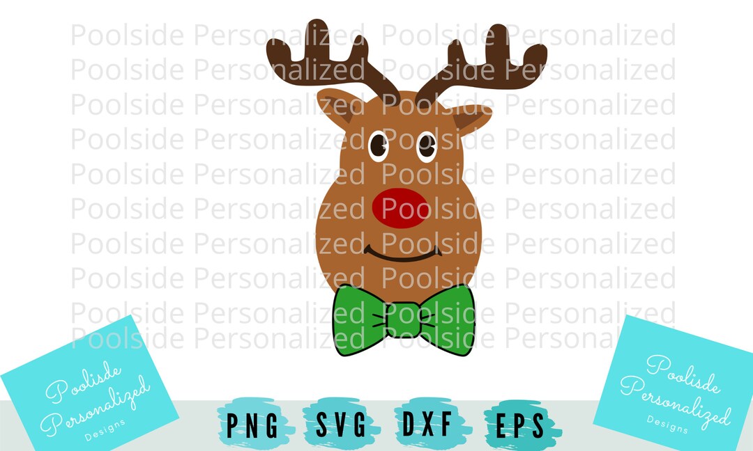 Reindeer Deer Bowtie Boy Face SVG PNG Dxf Eps Cut Files Instant ...