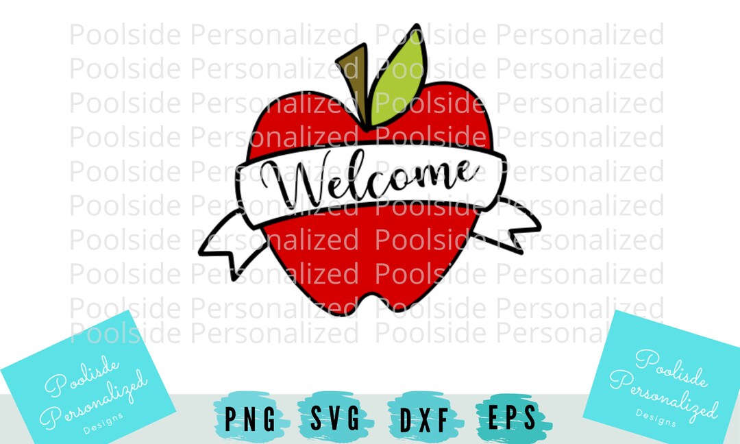 Welcome Back School Apple Banner Text Cute SVG PNG Dxf Eps Cut Files ...