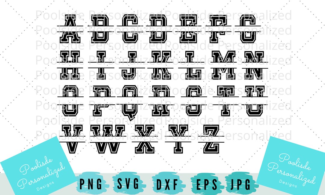 Sports Varsity Split Monograms A-Z SVG PNG DXF Cut Files Instant ...
