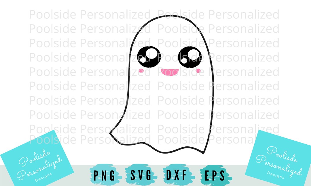 Cute Ghost With Face SVG PNG Dxf Eps Cut Files Instant Download Spooky ...