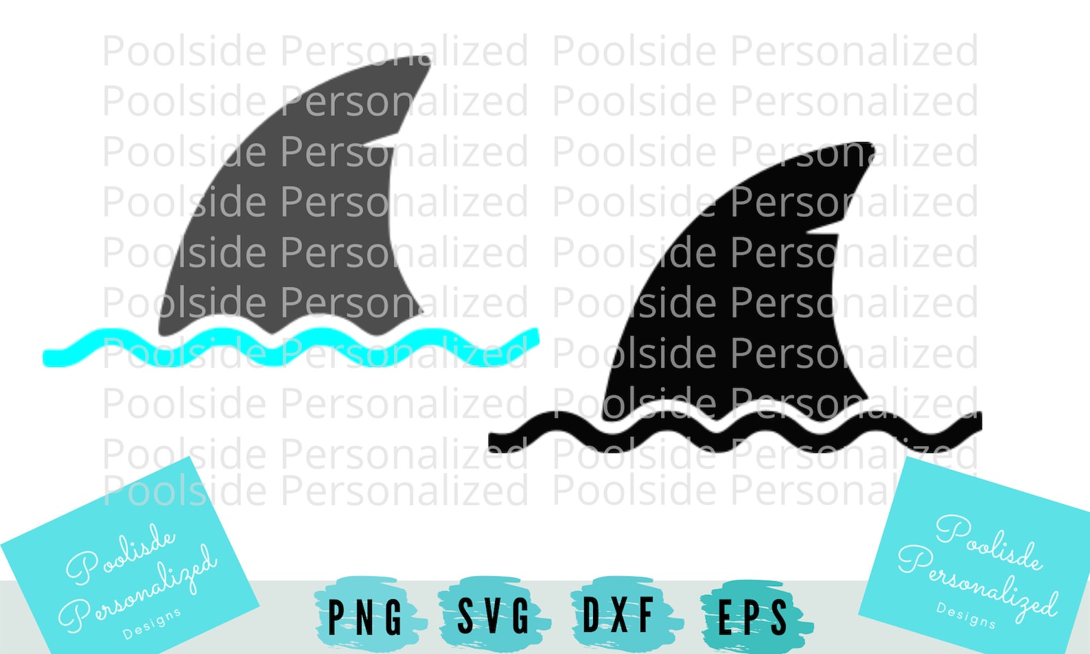 Shark Fin Waves Cute Simple Shark Week Grey Blue Black SVG PNG Dxf Eps ...