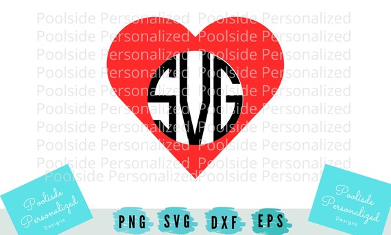 Heart Circle Monogram Name Frame SVG PNG Dxf Eps Cut Files | Etsy