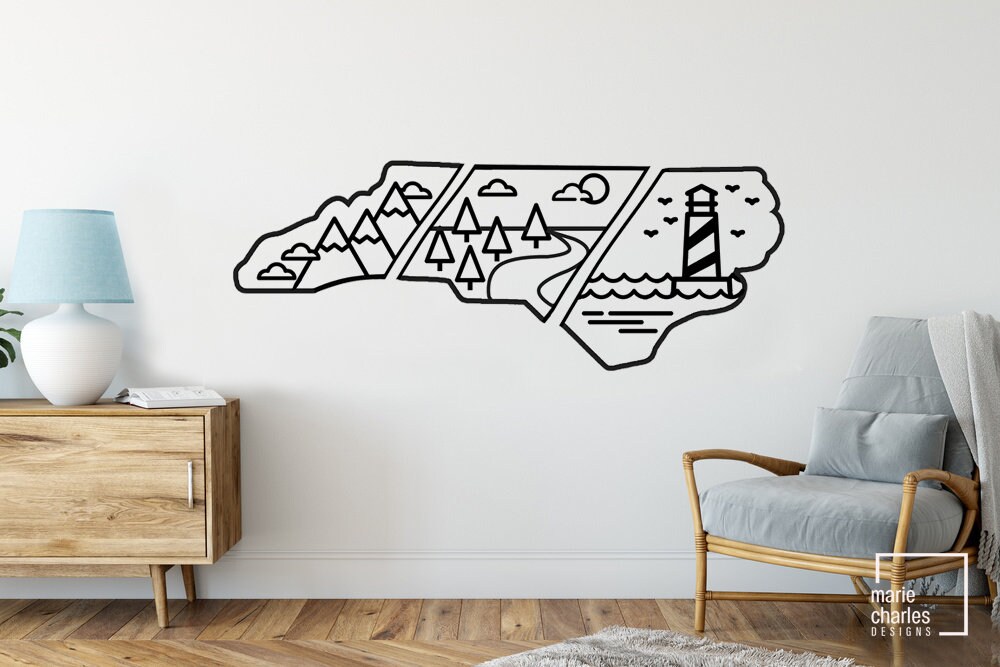 North Carolina Regions NC Vinyl Decal North Carolina Gifts - Etsy