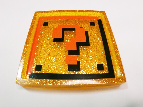 Super Mario Bros Question Mark Block Resin Glitter Coaster | Etsy