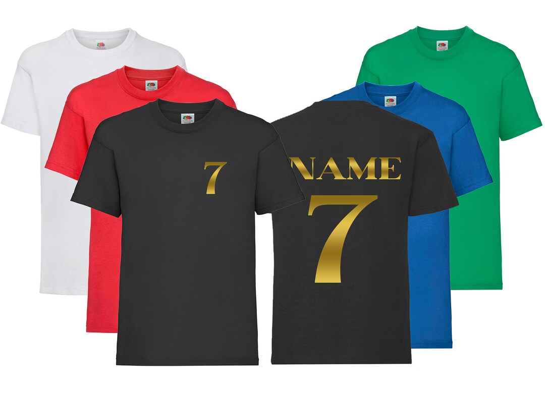 Football Shirt Personalised Name Number Football T-shirt for Kids ...