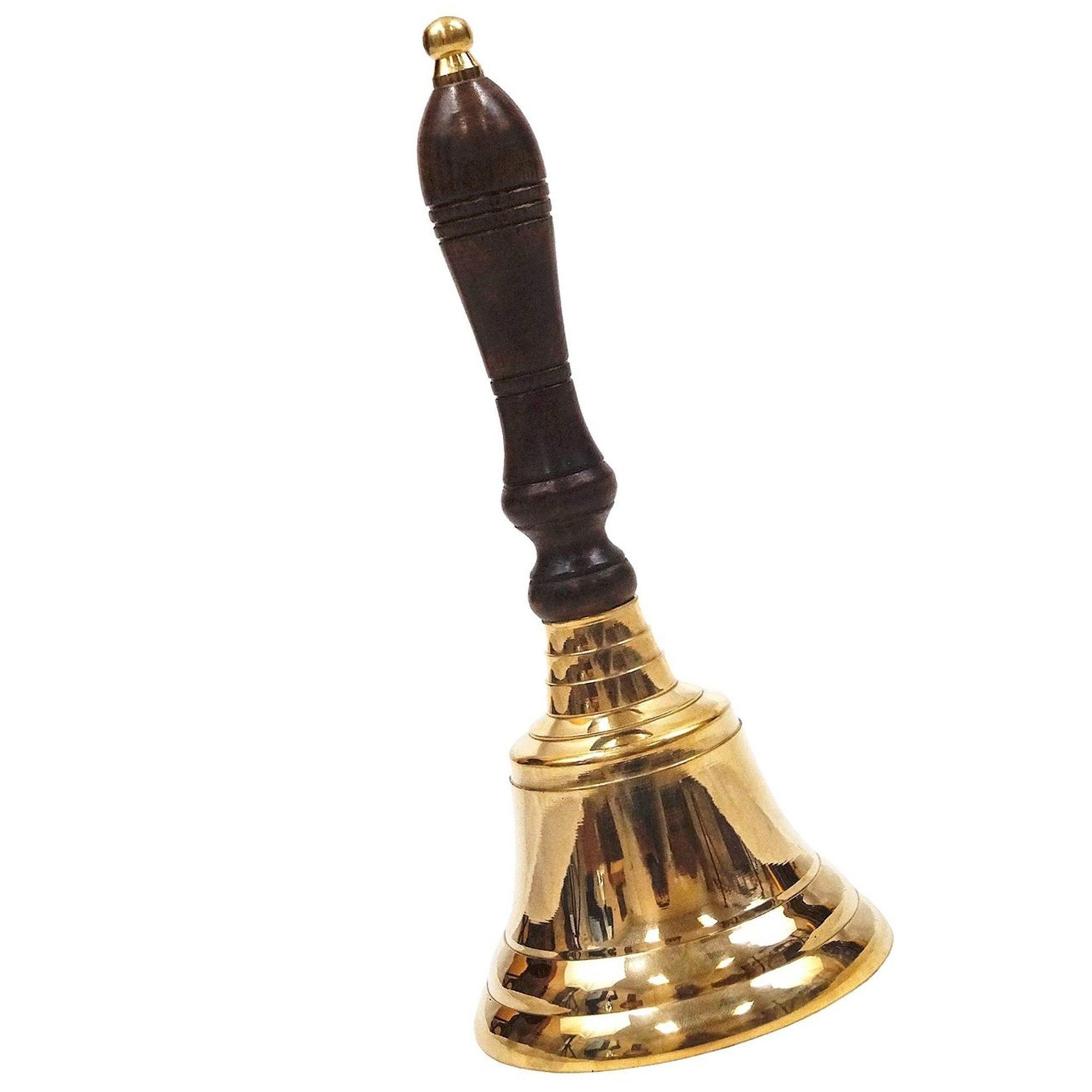 Solid Brass School Bell Wooden Handle Hand Bell Multipurpose - Etsy