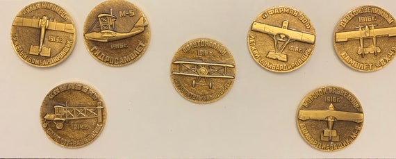Russian Airplane Commemorative Pin Set - Gem